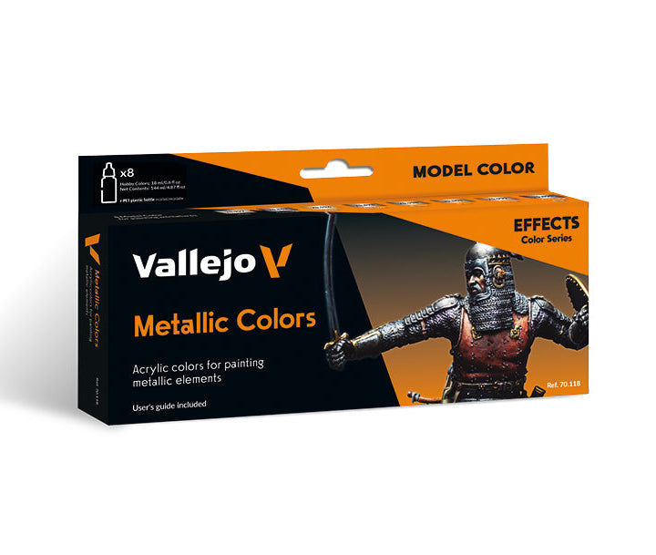 Vallejo Metallics Paint Set - Model Colour - Acrylic Paint - VAL70118