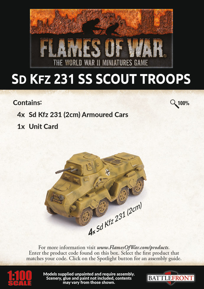 Battlefront Sd Kfz 231 SS Scout Troop - Flames Of War Late War Germans ...