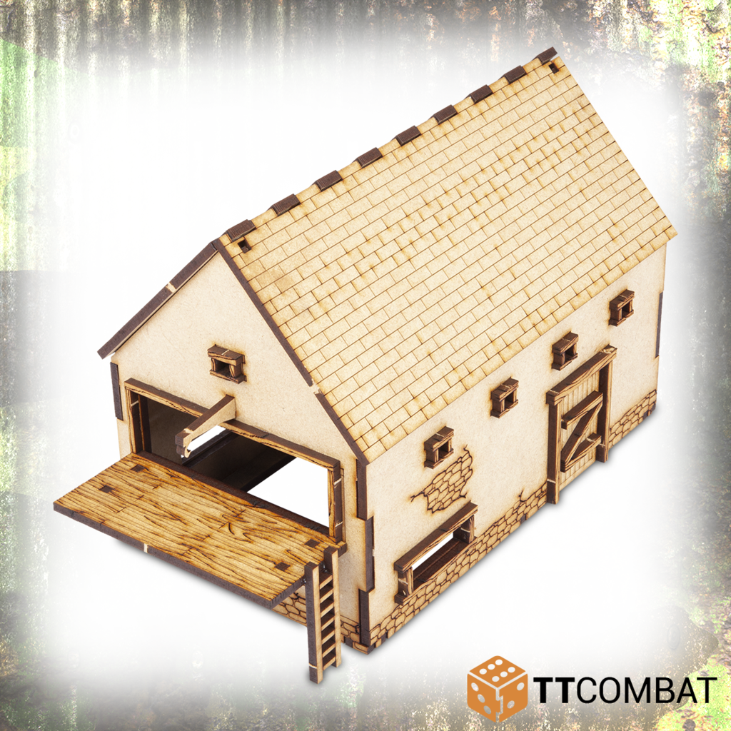 TT Combat Barn (25mm) - WW2 Scenics - MDF Scenery - TTSCW-WAR-055